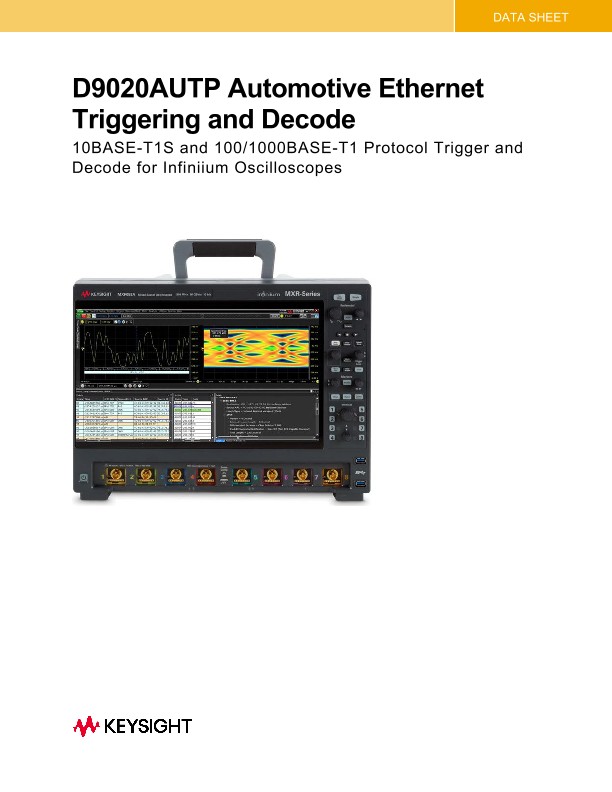 D9020AUTP Automotive Ethernet Triggering and Decode PDF Asset Page | Keysight